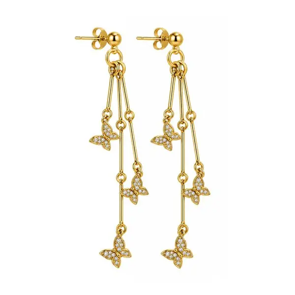 Rachel Nathan Butterfly Kaleidoscope Dangle Earrings - Gold