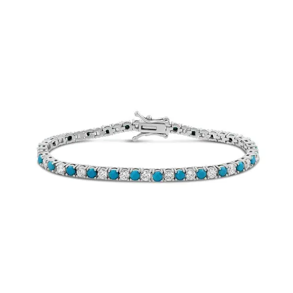 SHYMI Sterling Silver Tennis Bracelet With Turquoise And Cubic Zirconia