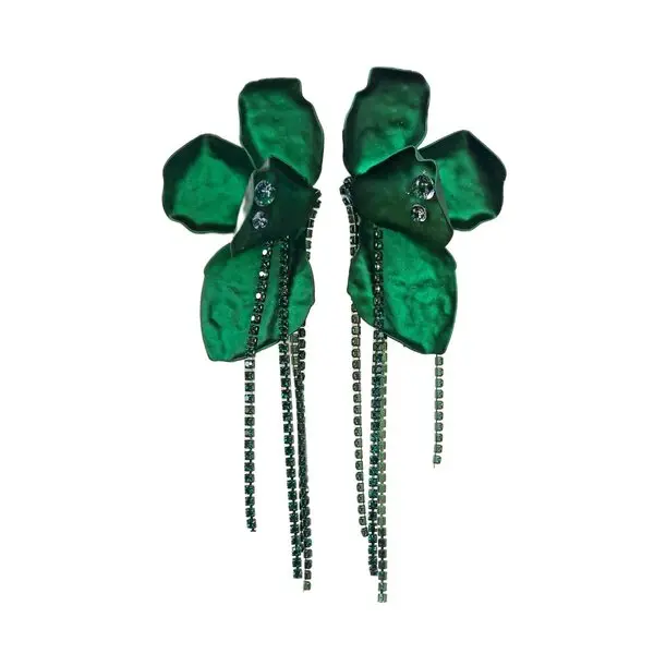 LAURA DAILI Emerald Blossom Statement Earrings - Green