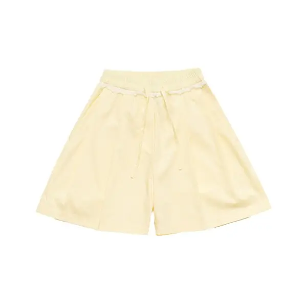 ALAS Name Cotton Poplin Shorts With Lace Trim - Yellow