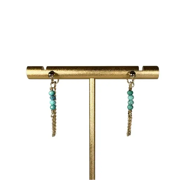 Rachel Nathan Blue / Gold Post: Turquoise & Chain Earrings