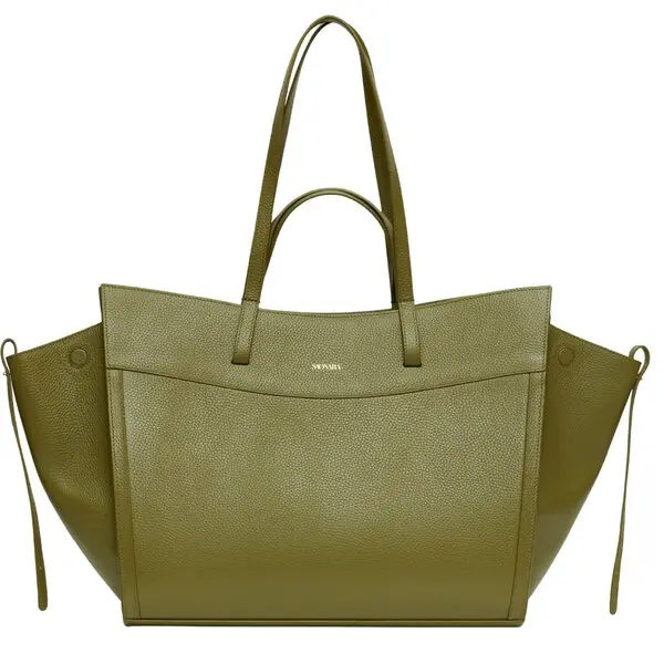 SAONARA BRAND Shopping Bag Khaki Leather - Green