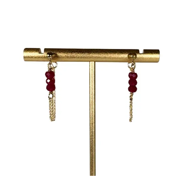 Rachel Nathan Gold / Red Post: Ruby & Chain Earrings
