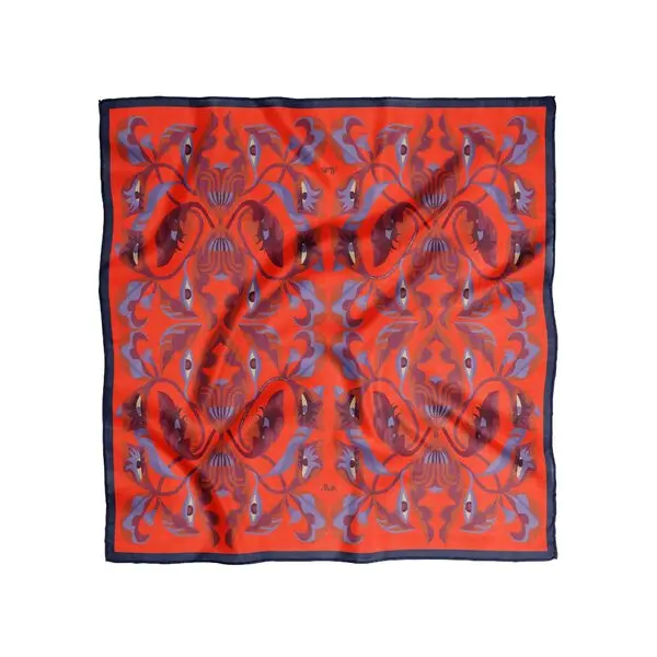 ALAS Red / Blue Large Silk Scarf I Bloom You