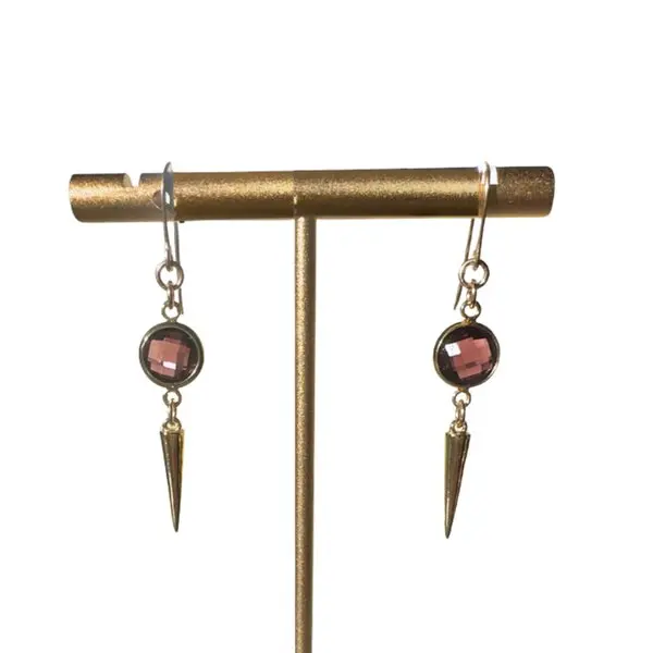 Rachel Nathan Purple / Gold Classic Hook: Plum & Gold Spike Earrings