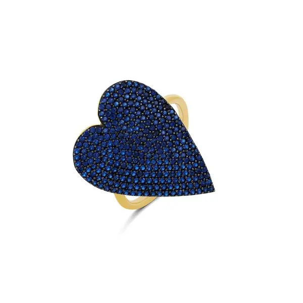 SHYMI Gold / Blue Pave Heart Ring Blue