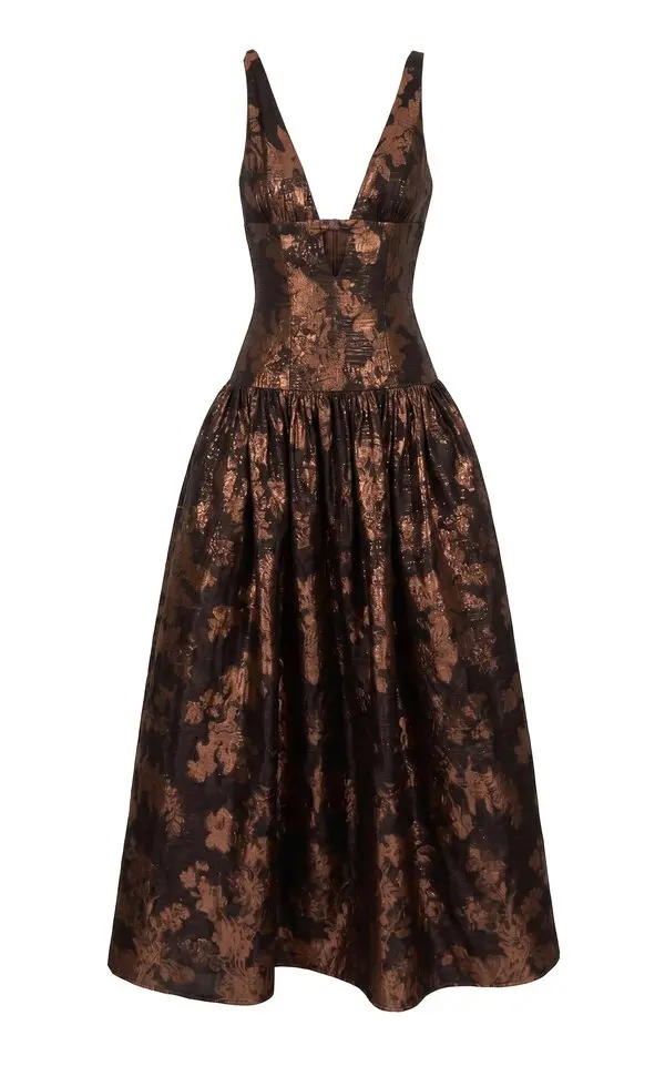ALEXANDRA PIJUT Nicolette Dress Espresso Lame