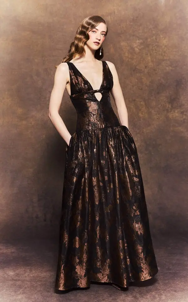 ALEXANDRA PIJUT Nicolette Dress Espresso Lame