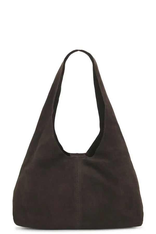 ST. AGNI Suede Trapeze Shoulder Bag - Coffee