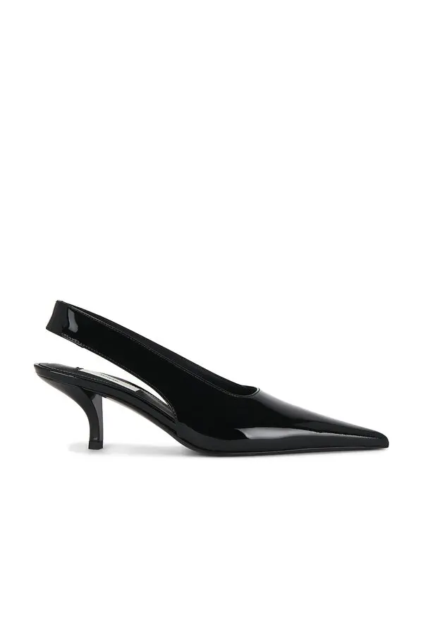 TOTEME Classic Patent Leather Slingback Kitten Heels - Black