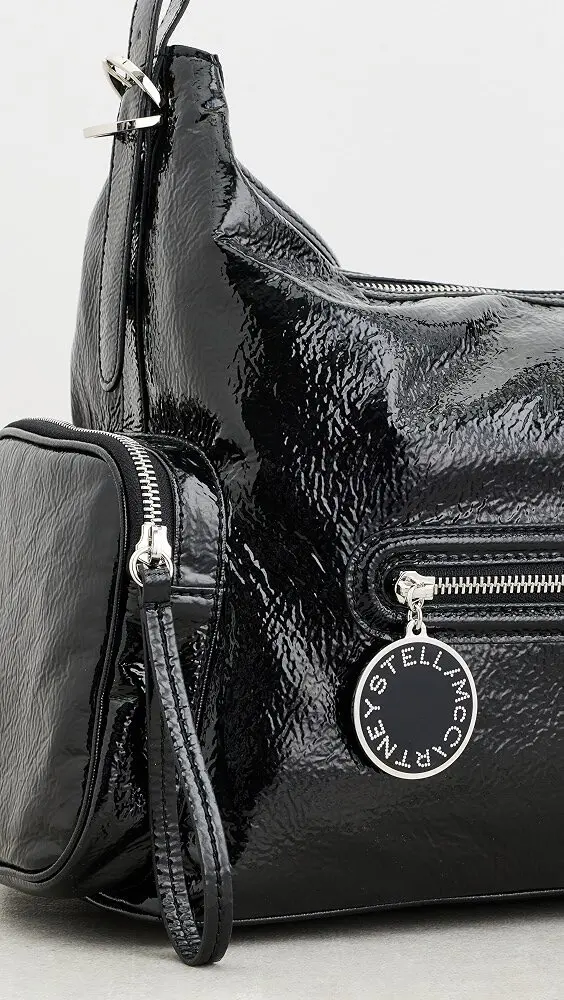 Stella McCartney Cracked Patent Dartmoor Shoulder Bag - Black