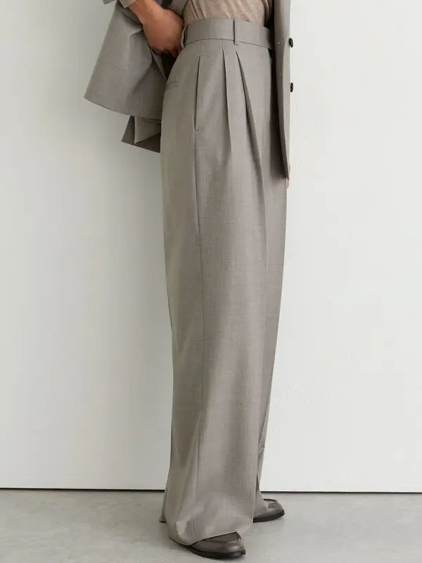 REISS Darcy Petite Wool-blend Wide-leg Pleated Trousers