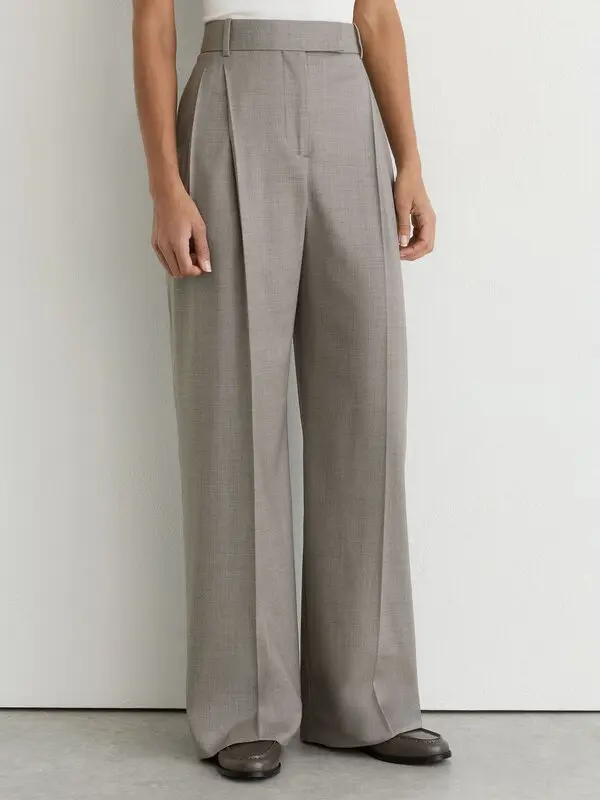 REISS Darcy Petite Wool-blend Wide-leg Pleated Trousers