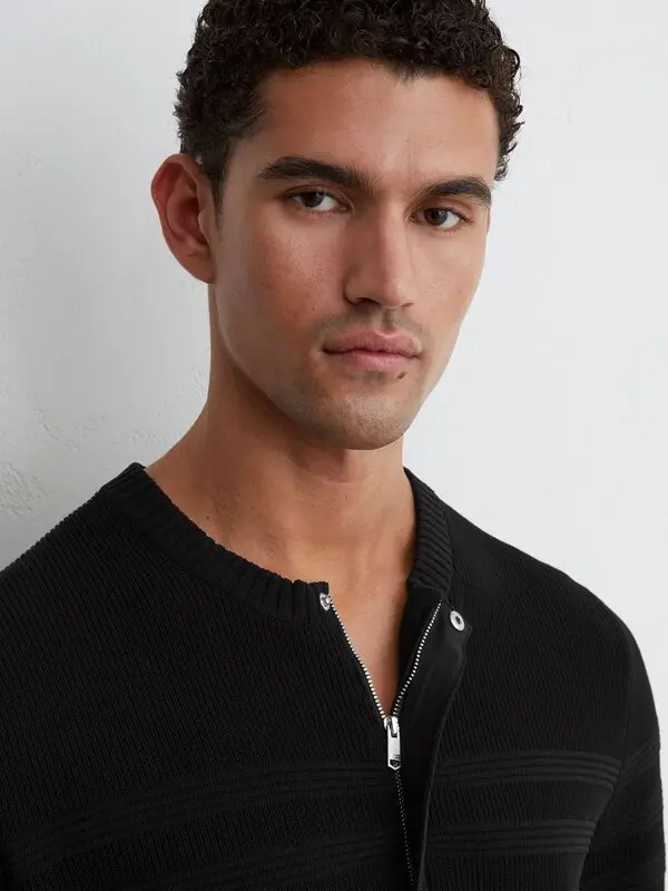 REISS Brockwell Cotton-blend Textured Henley Top