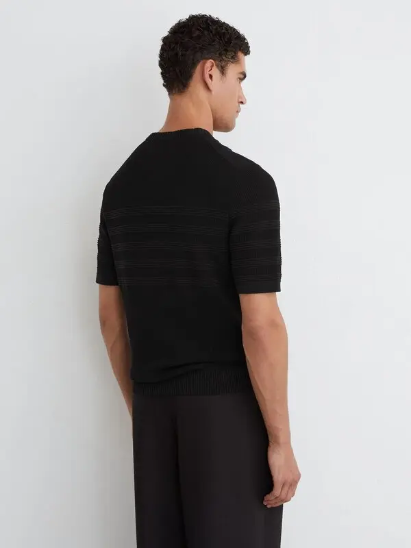 REISS Brockwell Cotton-blend Textured Henley Top