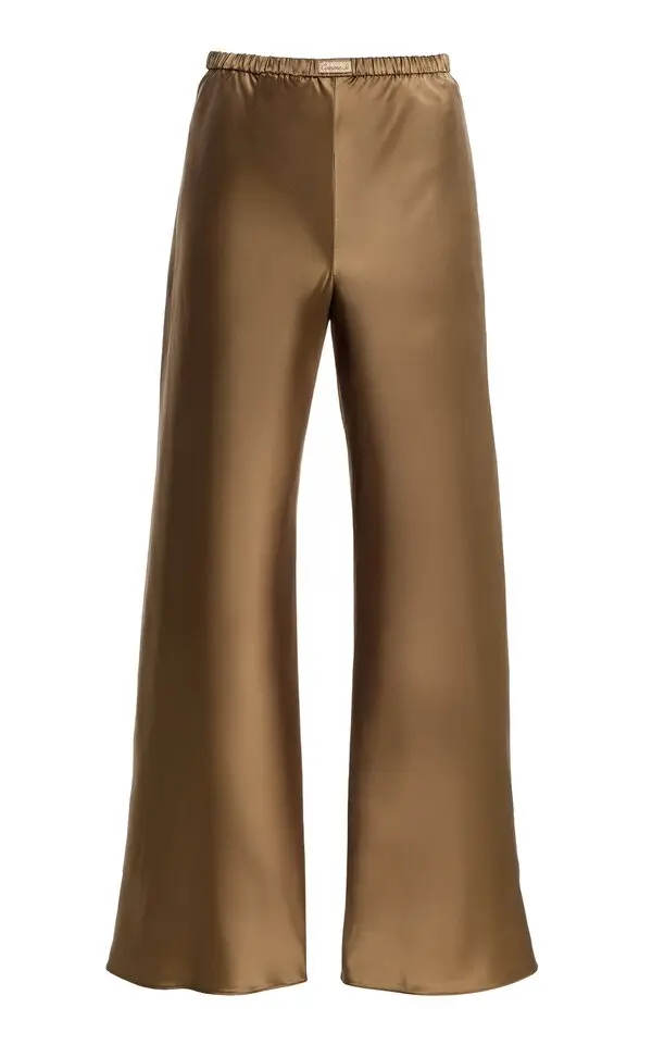 Comme Si Silk Bias Wide Leg Pants - Brown