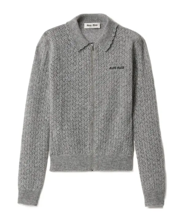 Miu Miu Cashmere And Silk Cardigan - Grey