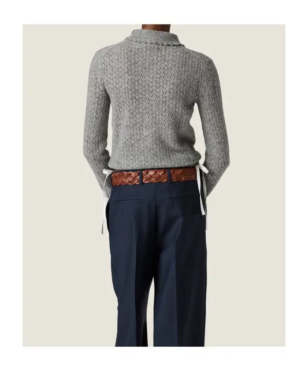 Miu Miu Cashmere And Silk Blend Cardigan With Crochet Trim