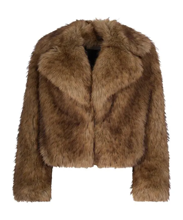 STAND STUDIO Lapel Long-sleeved Fur Coat