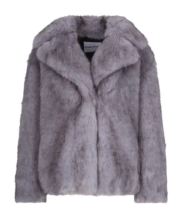 STAND STUDIO Lapel Long-sleeved Fur Coat
