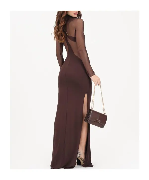 Elisabetta Franchi Sheer Panel Turtleneck Dress