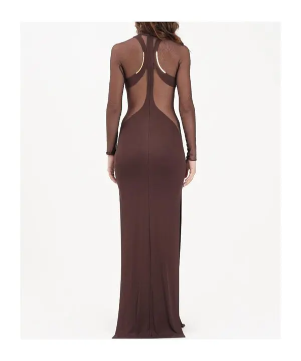 Elisabetta Franchi Sheer Panel Turtleneck Dress