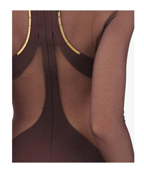 Elisabetta Franchi Sheer Panel Turtleneck Dress