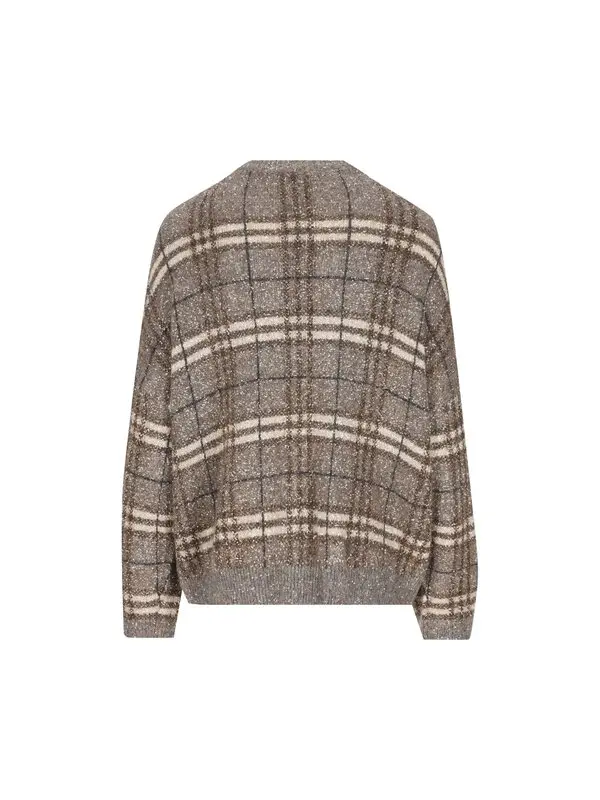 Brunello Cucinelli Checked Crewneck Jumper With Sequins