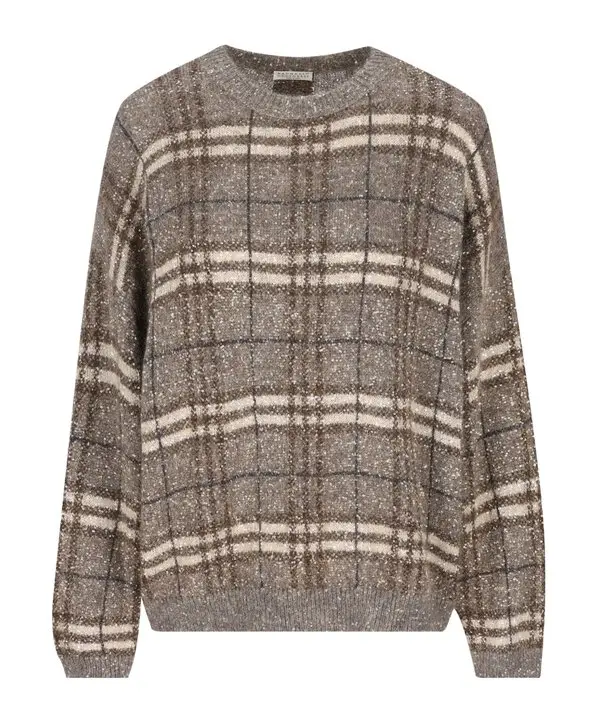 Brunello Cucinelli Checked Crewneck Jumper With Sequins