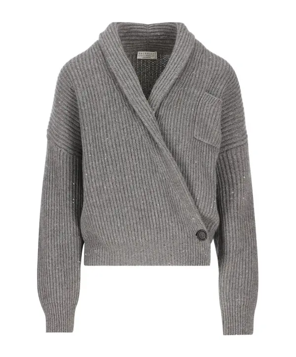 Brunello Cucinelli V-neck Wrap Cardigan With Shawl Collar - No