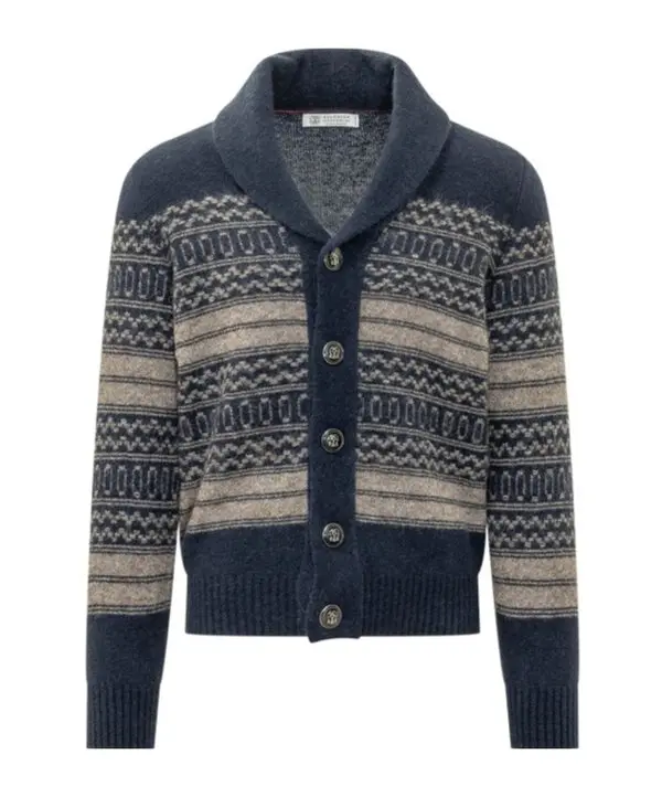 Brunello Cucinelli Patterned Shawl Collar Cardigan