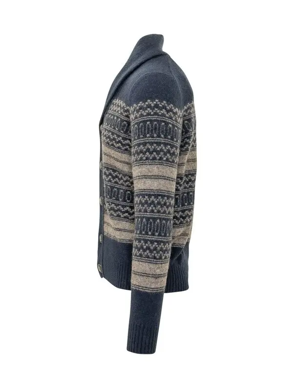 Brunello Cucinelli Patterned Shawl Collar Cardigan