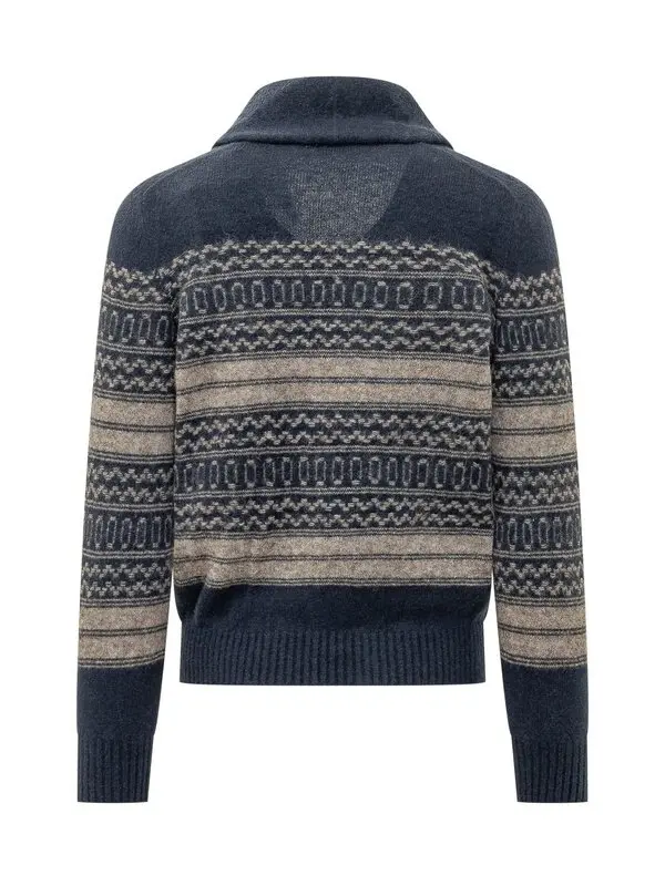 Brunello Cucinelli Patterned Shawl Collar Cardigan