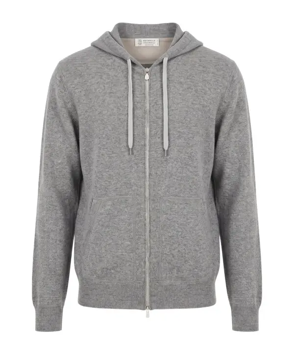 Brunello Cucinelli Long-sleeved Hooded Knit Sweater With Drawstring Details