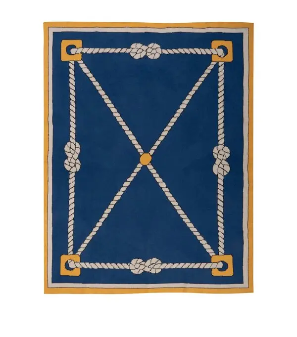 SAVED NY X Damien Nicolas Roux Cashmere Ropes Throw - Navy