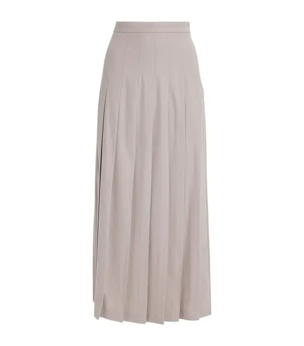 Colombo Cashmere Pleated Maxi Skirt - Beige