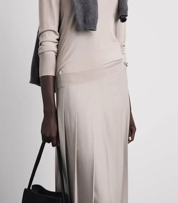 Colombo Cashmere Pleated Maxi Skirt