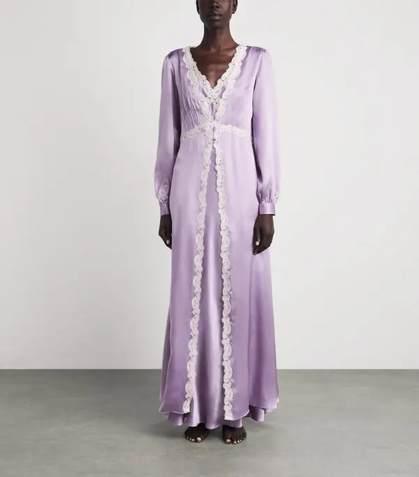 Loretta Caponi Silk-lace Pucci Long Robe
