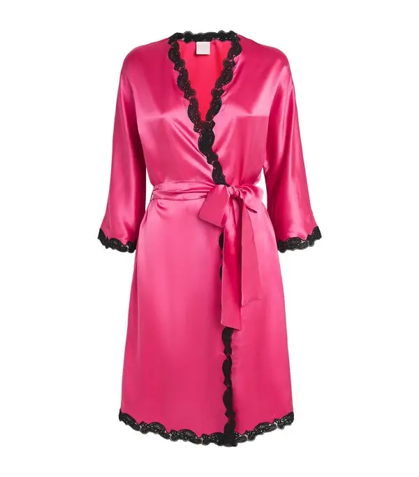 Loretta Caponi Silk Corbezzollo Short Robe