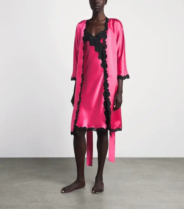 Loretta Caponi Silk Corbezzollo Short Robe