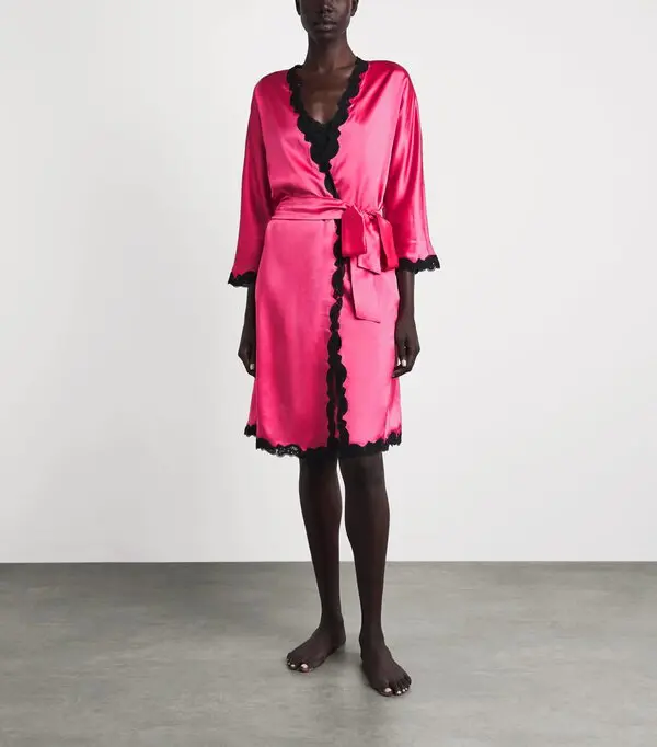 Loretta Caponi Silk Corbezzollo Short Robe