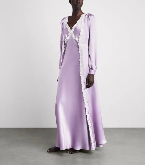 Loretta Caponi Silk And Lace Slip Dress