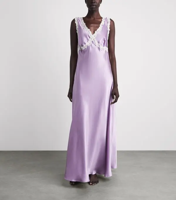 Loretta Caponi Silk And Lace Slip Dress