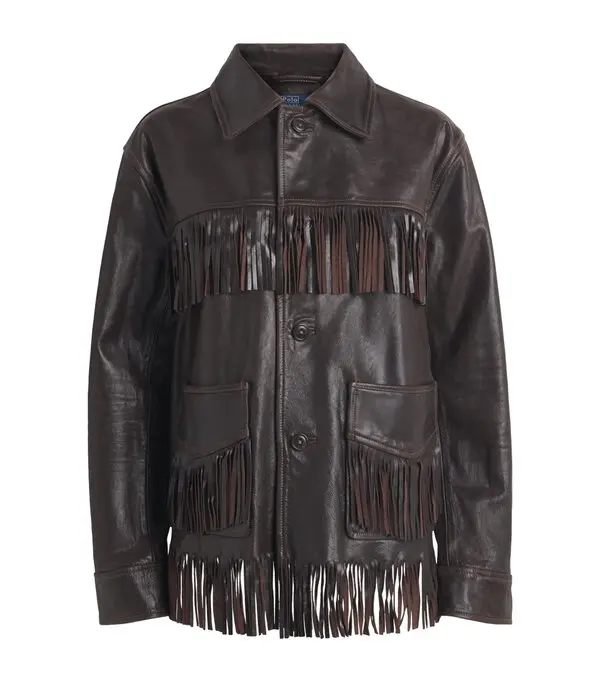 Polo Ralph Lauren Fringed Leather Jacket - Brown