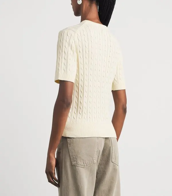 Polo Ralph Lauren Cable-knit Short-sleeve Henley Sweater