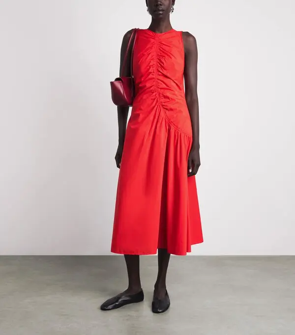 Theory Asymmetric Ruched Midi Dress