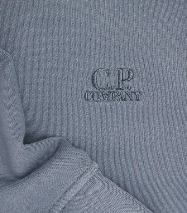 C.P. COMPANY Cotton Embroidered Logo Crewneck Sweatshirt - Blue