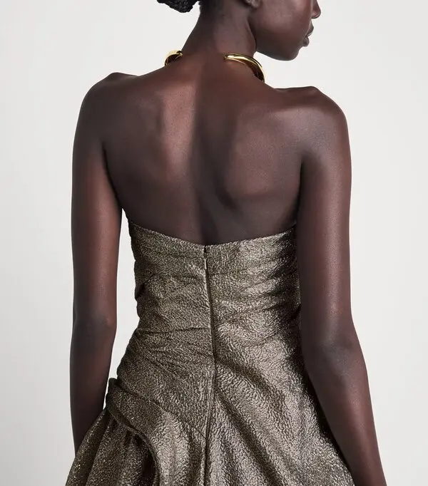 MARMAR HALIM Metallic Strapless Draped Gown