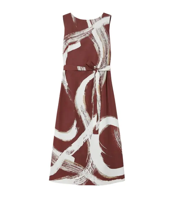 Marina Rinaldi Cotton Watercolour Midi Dress - Red