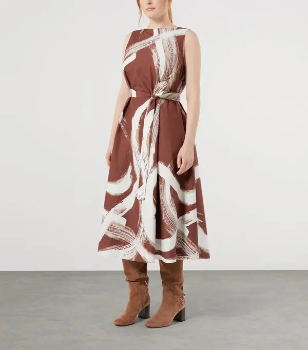 Marina Rinaldi Cotton Watercolour Print Midi Dress